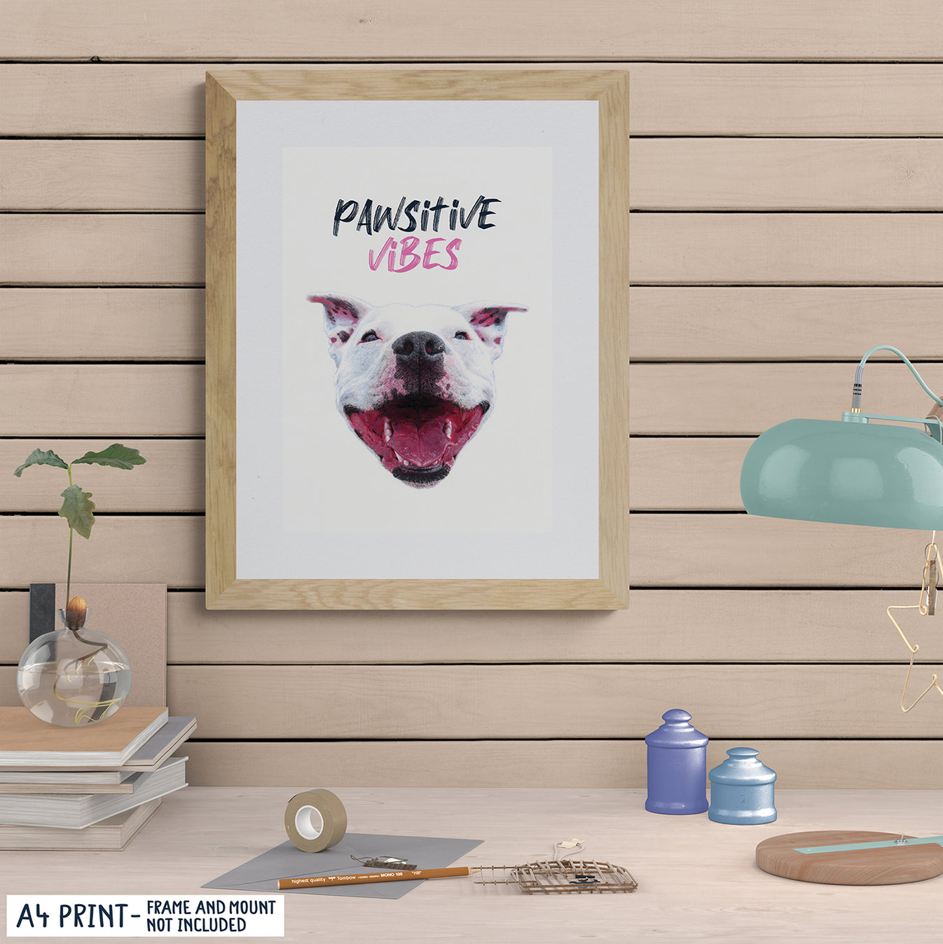 Pawsitive Vibes Staffie Art Print – Mozgwai Art